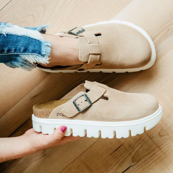 Papillio | Shoes | Papillo By Birkenstock Boston Chunky Suede Leather ...